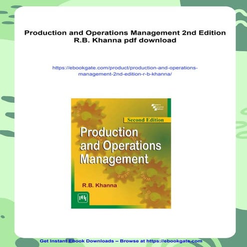 Production and Operations Management 2nd Edition R.B. Khanna | PDF