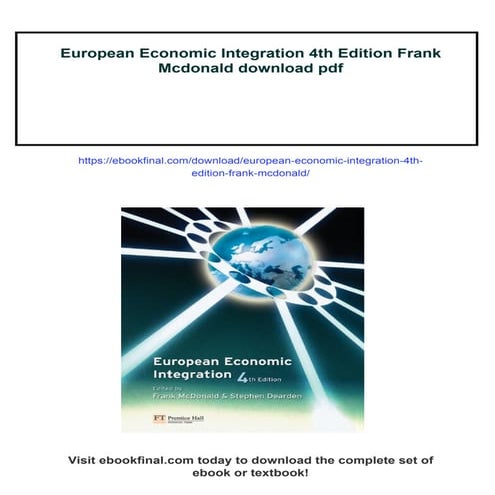 European Economic Integration 4th Edition Frank Mcdonald | PDF