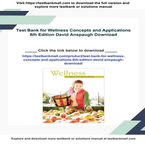 Test Bank for Wellness Concepts and Applications 8th Edition David ...