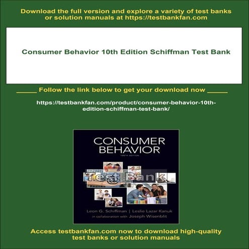 Consumer Behavior 10th Edition Schiffman Test Bank | PDF