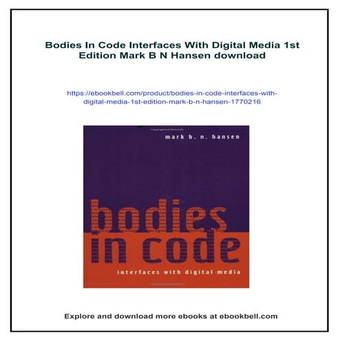 Bodies In Code Interfaces With Digital Media 1st Edition Mark B N ...