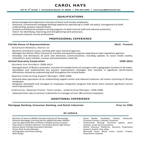 Resume. Carol Hays 2016 | PDF