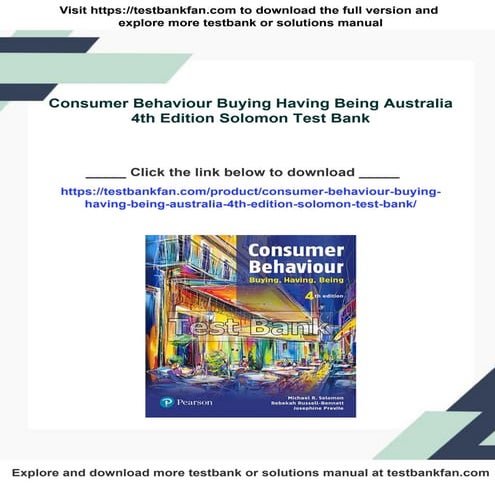 Consumer Behaviour Buying Having Being Australia 4th Edition Solomon ...