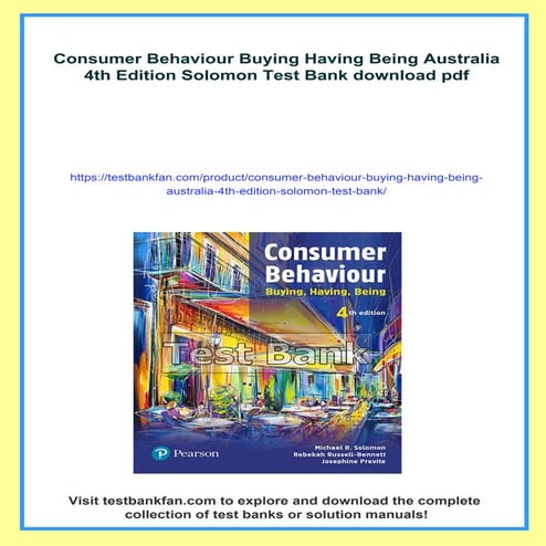 Consumer Behaviour Buying Having Being Australia 4th Edition Solomon ...