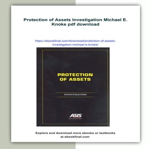 Protection of Assets Investigation Michael E. Knoke | PDF