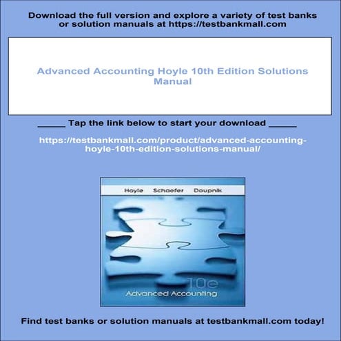 Advanced Accounting Hoyle 10th Edition Solutions Manual | PDF
