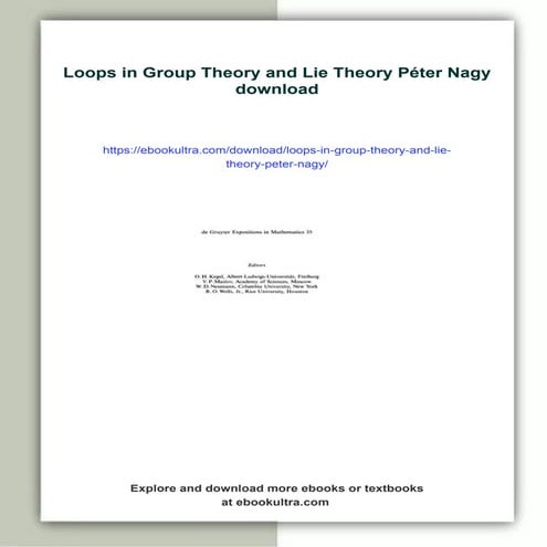 Loops in Group Theory and Lie Theory Péter Nagy | PDF