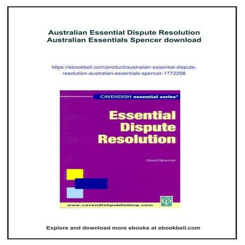 Australian Essential Dispute Resolution Australian Essentials Spencer | PDF