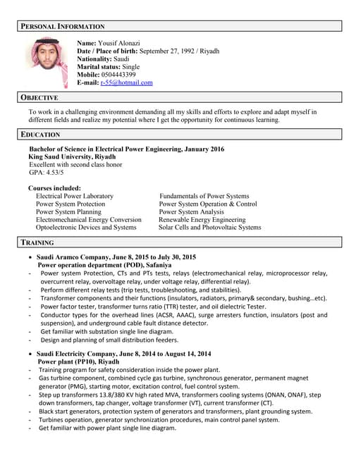 Resume electrical engineer- for oil & gas | PDF