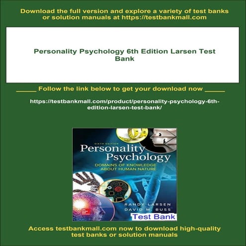 Personality Psychology 6th Edition Larsen Test Bank | PDF