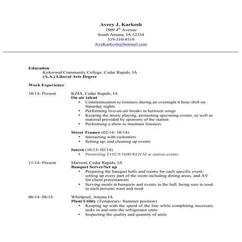Carter,Ariel Resume 2015 | DOC