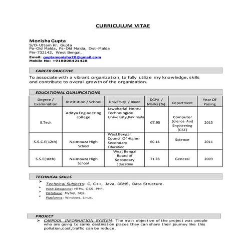 Monisha new resume | DOCX