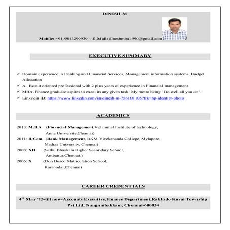 Dinesh .M(Resume-Accounts & Finance) | PDF