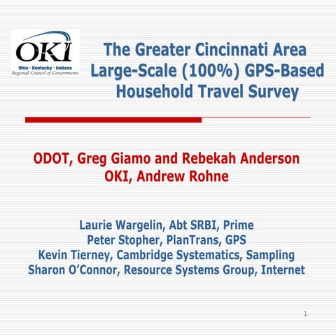 Greater Cincinnati GPS Household Survey Pilot Results | PDF