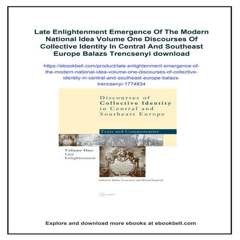 Late Enlightenment Emergence Of The Modern National Idea Volume One ...