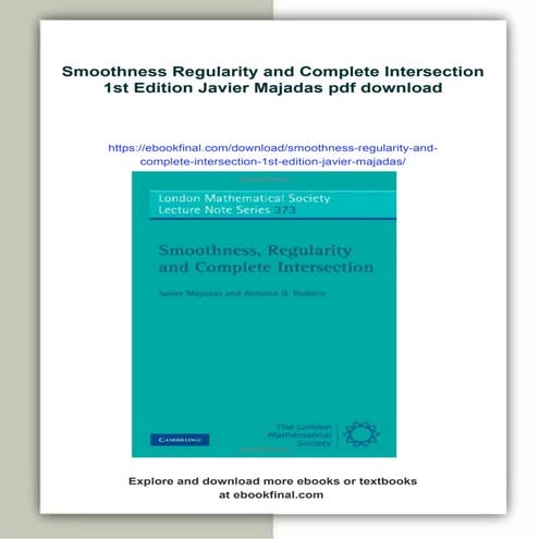 Smoothness Regularity and Complete Intersection 1st Edition Javier ...