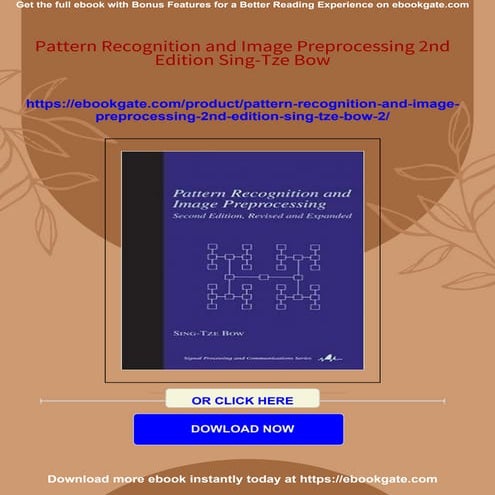 Pattern Recognition and Image Preprocessing 2nd Edition Sing-Tze Bow | PDF