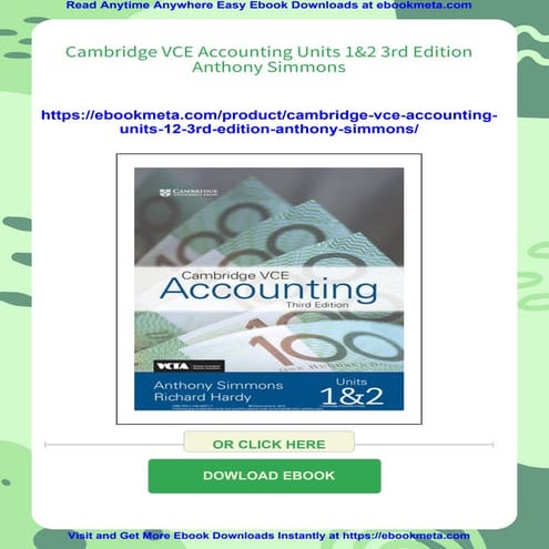 Cambridge VCE Accounting Units 1&2 3rd Edition Anthony Simmons | PDF