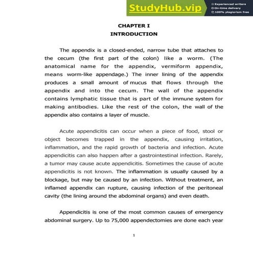 88887820-A-Case-Study-On-Acute-Appendicitis | PDF
