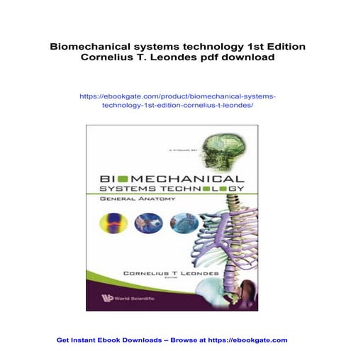 Biomechanical systems technology 1st Edition Cornelius T. Leondes | PDF