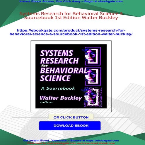Systems Research for Behavioral Science A Sourcebook 1st Edition Walter ...