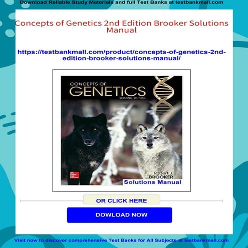 Concepts of Genetics 2nd Edition Brooker Solutions Manual | PDF