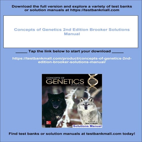 Concepts of Genetics 2nd Edition Brooker Solutions Manual | PDF