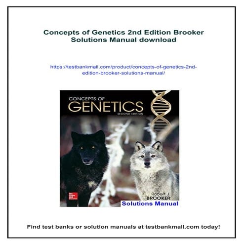 Concepts of Genetics 2nd Edition Brooker Solutions Manual | PDF