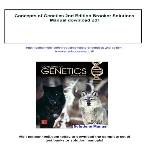 Concepts of Genetics 2nd Edition Brooker Solutions Manual | PDF