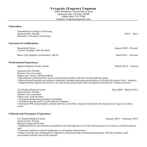 Yevgeniy Vugman Resume | DOC
