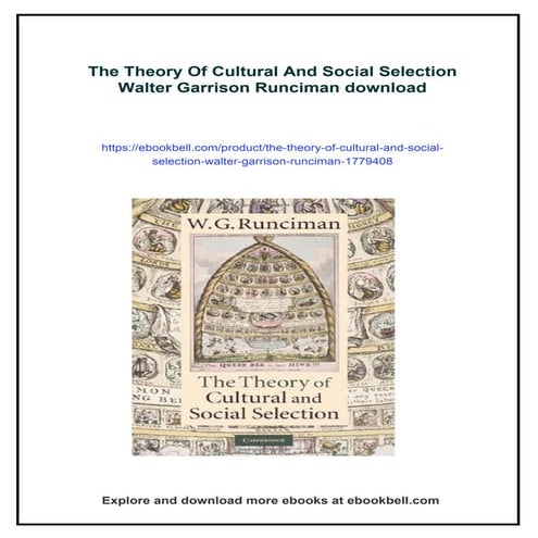 The Theory Of Cultural And Social Selection Walter Garrison Runciman | PDF