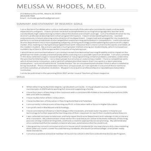 Melissa Rhodes Resume (5) | PDF