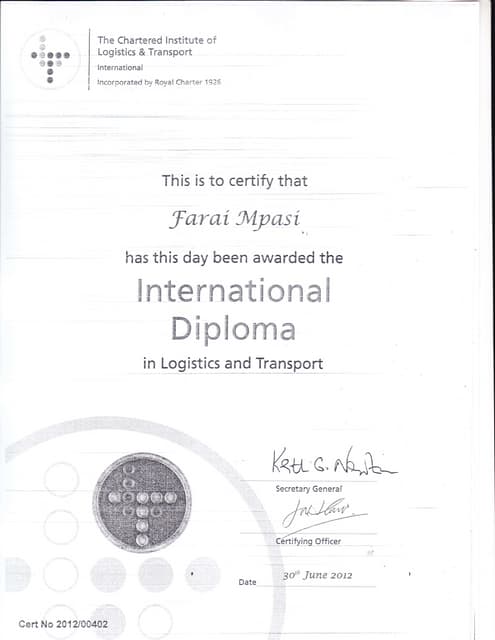 National Diploma Logistics | PPT