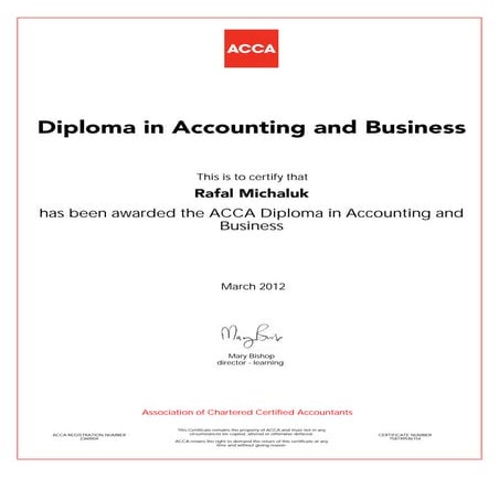 ACCA Diploma in Accounting and Business | PDF