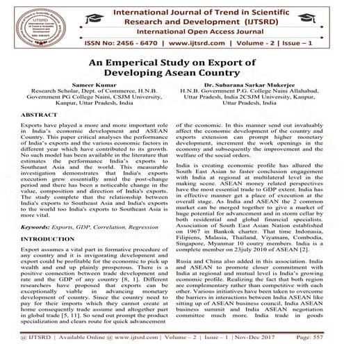 An Emperical Study on Export of Developing Asean Country | PDF