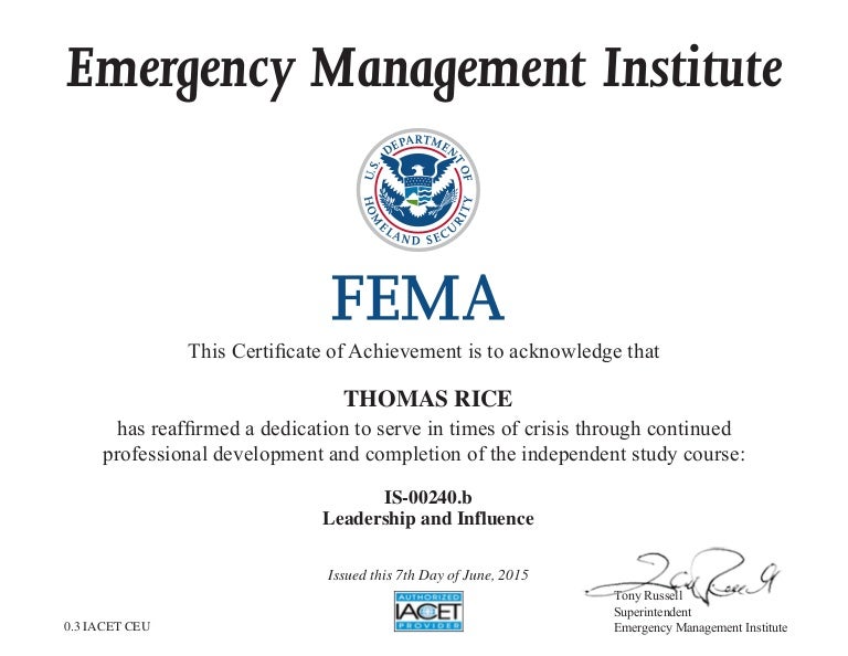 FEMA Leadership and Influence