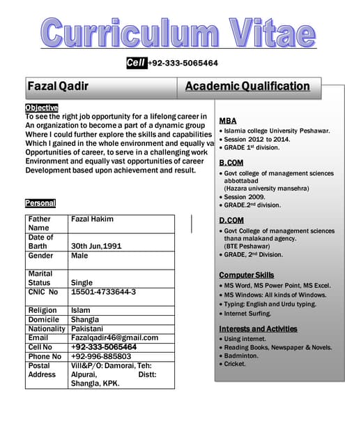 nasir cv - for jobs | PDF