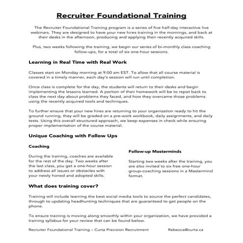 Recruiter Foundational Training | PDF