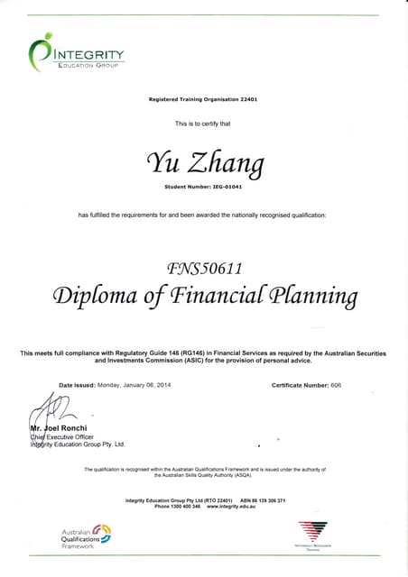Diploma of Financial Planning | PDF