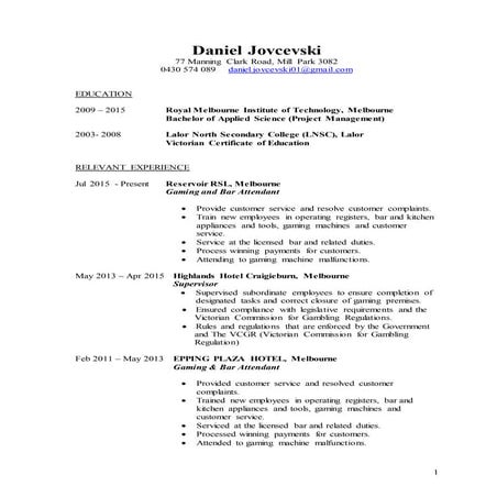 Resume of Daniel Jovcevski .DOCX
