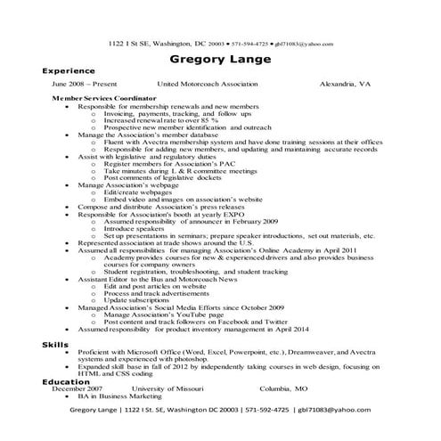 Greg's Resume | DOCX | Technology & Computing