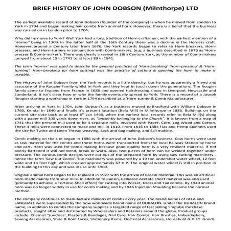 BRIEF HISTORY OF JOHN DOBSON LTD | DOC