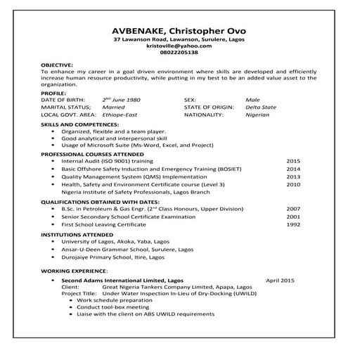 AVBENAKE Chris CV | DOC