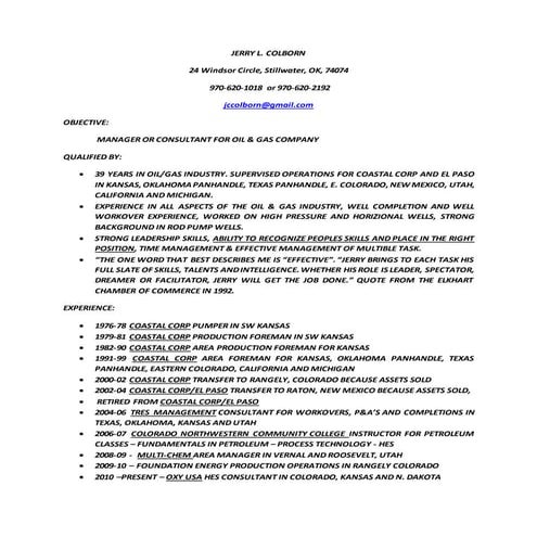 Oil & Gas Resume | DOCX