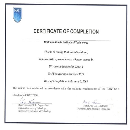 Jared Graham NAIT Cert UT Level I | PDF