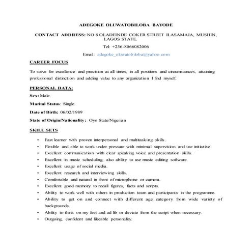 ADEGOKE OLUWATOBI CV | DOCX