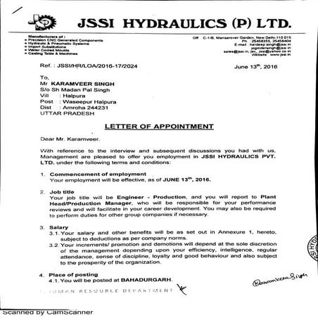Appointment Letter | PDF