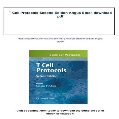 T Cell Protocols Second Edition Angus Stock | PDF
