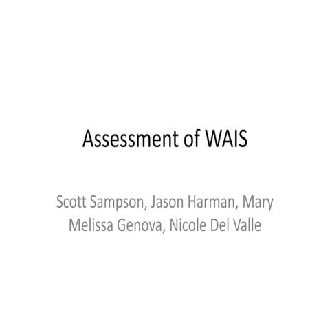 The Wechsler Adult Intelligence Scale (WAIS) | PPT