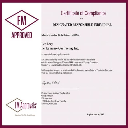 FM 4991 DRI Certificate | PDF